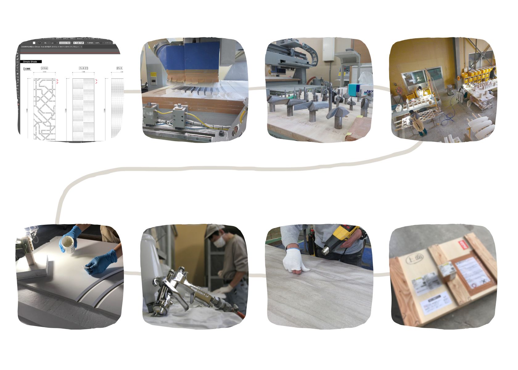 Dimple Shadeとは？製作工程から人気のデザインまでご紹介 - 日の出工芸株式会社 | 不燃の空間装飾材の製造